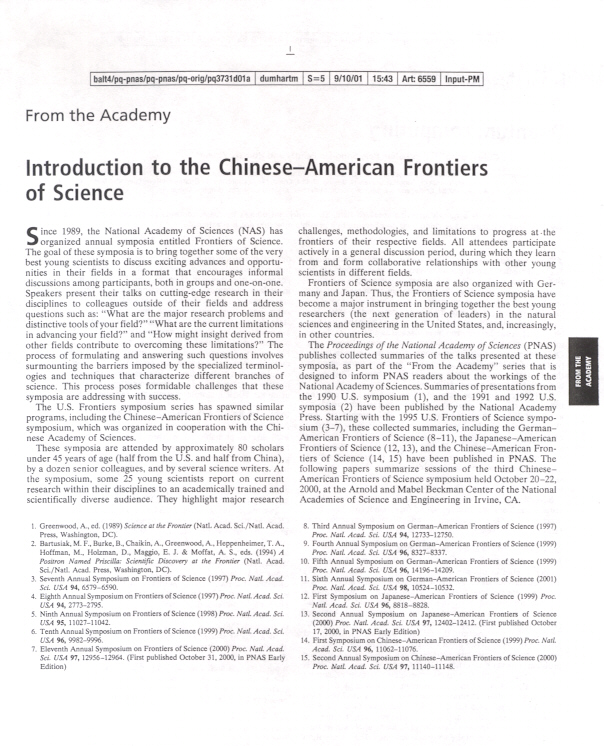 Frontiers of Science